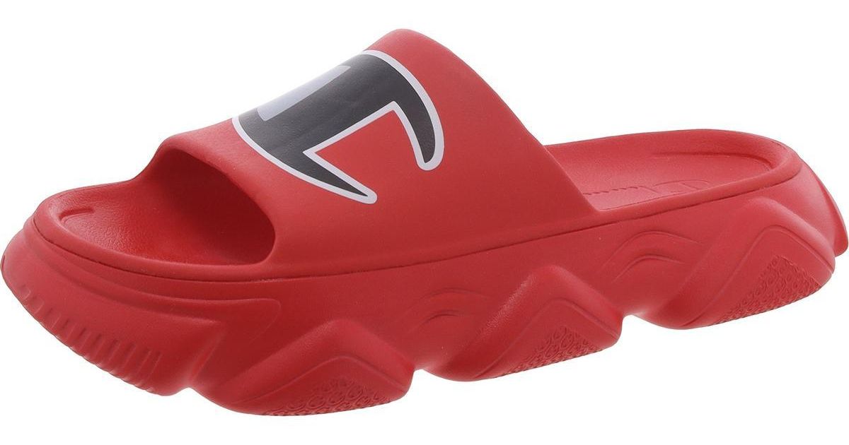 Champion Logo Slip-On EVA Pool Slides in Red for Men | Lyst
