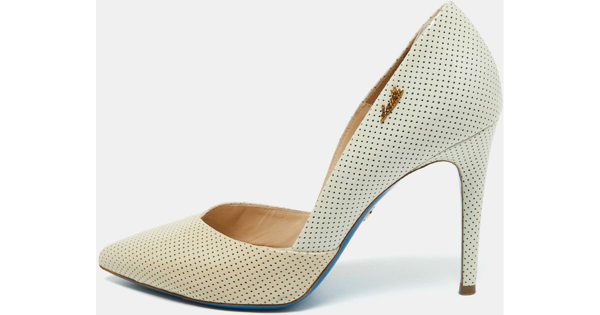 Loriblu Tri Color Perforated Patent Leather Pointed Toe Pumps in ...