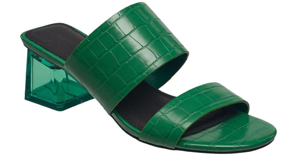 French Connection Vegan Leather Textured Heels in Green | Lyst