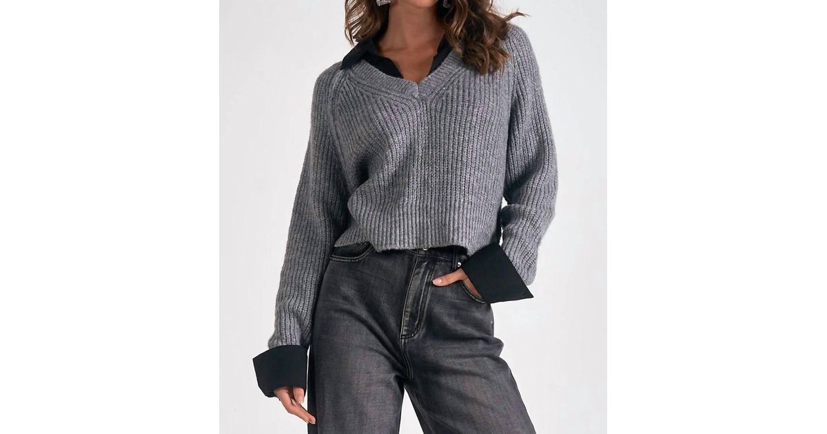 Elan Olivia Sweater in Gray | Lyst
