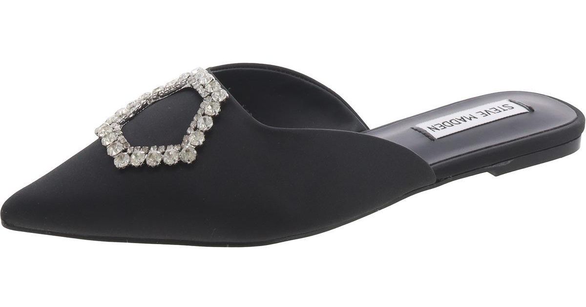 Steve Madden Flore Satin Embellished Mules in Black | Lyst