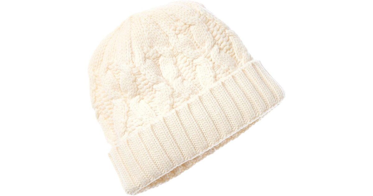 Amicale Cashmere Chunky Cable Cuffed Wool & Cashmere-Blend Hat in ...