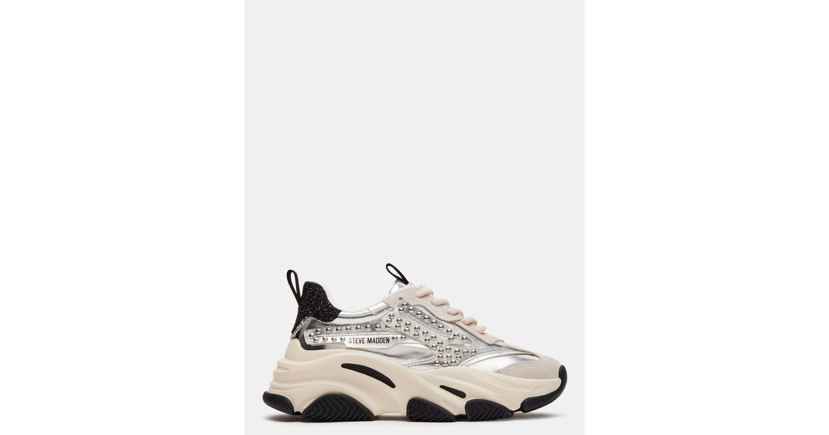 Steve Madden Metallic Chunky Sneakers in White | Lyst