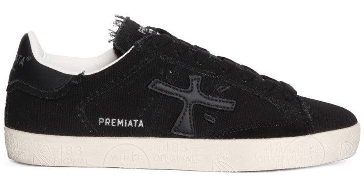 Premiata Textured Sneakers in Black | Lyst
