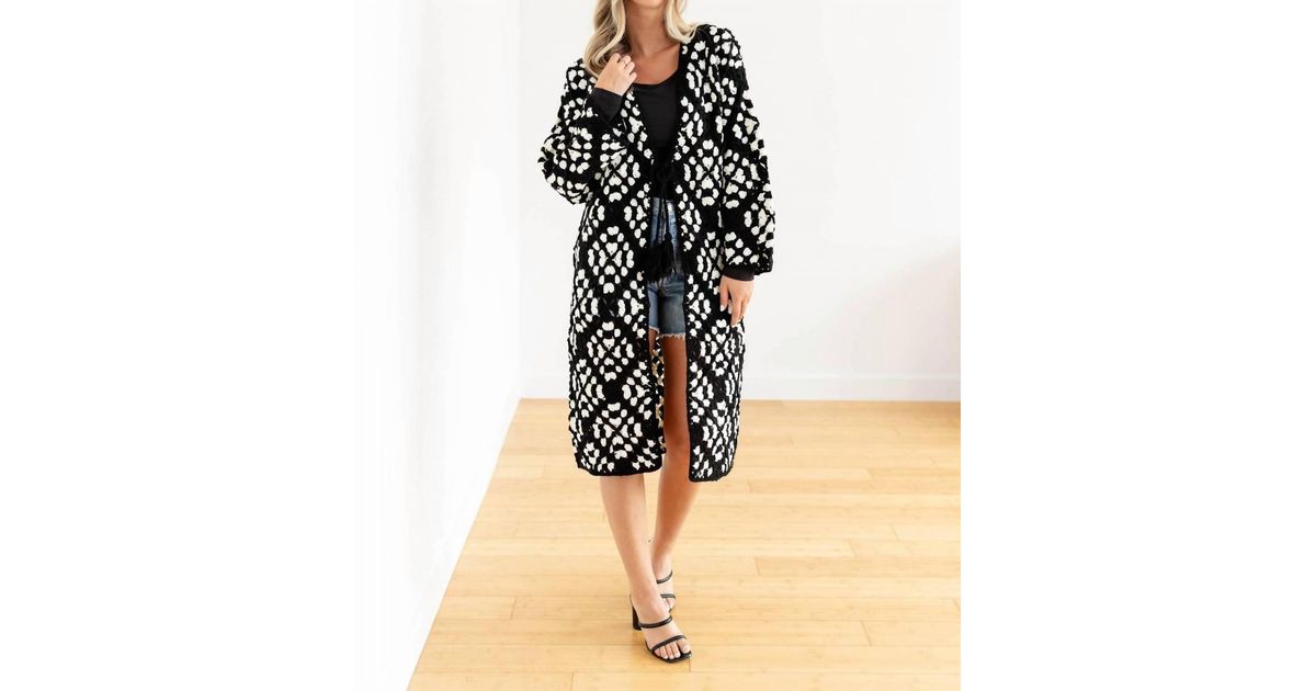 Elan Color Detailed Long Crochet Cardigan in Natural | Lyst