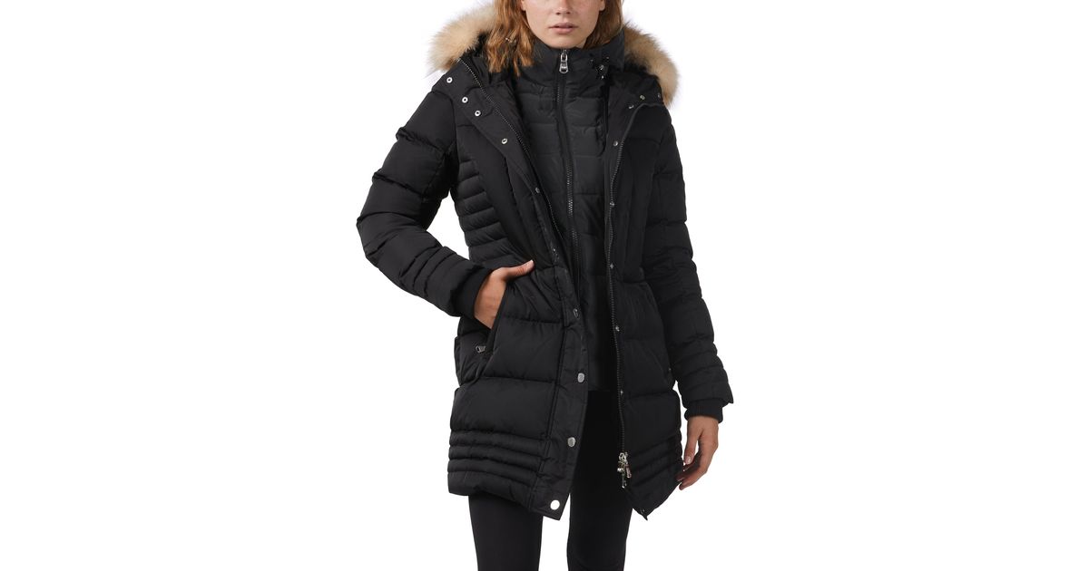 Pajar Discovery Mix Quilted Puffer With Hooded Detachable Bib in Black ...