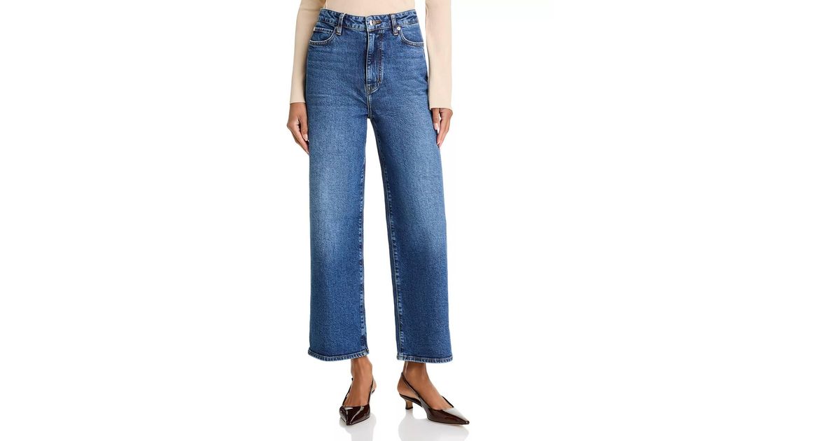 FRAME The Wide Leg High Rise Stretch Jeans in Blue | Lyst