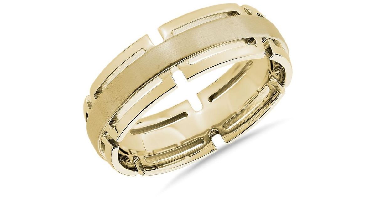Pompeii3 7Mm Modern Link Edge Wedding Ring in Metallic | Lyst