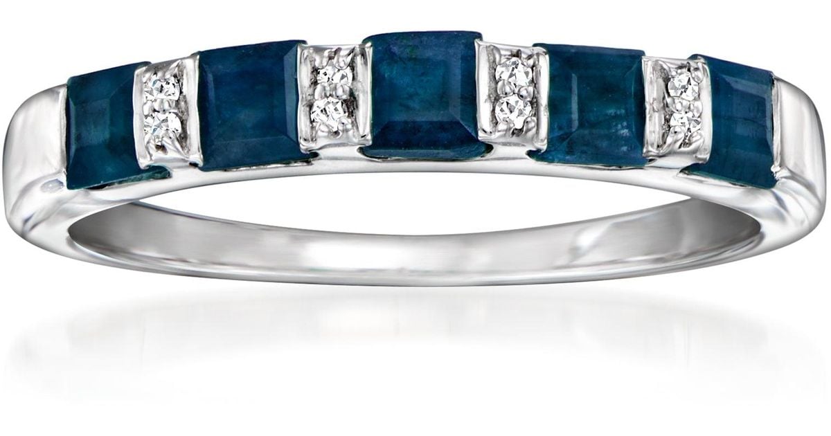Ross-Simons Sapphire Ring With Diamond Accents in Blue | Lyst