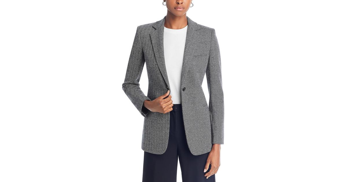 Theory Wool Notch Collar One-Button Blazer in Gray | Lyst