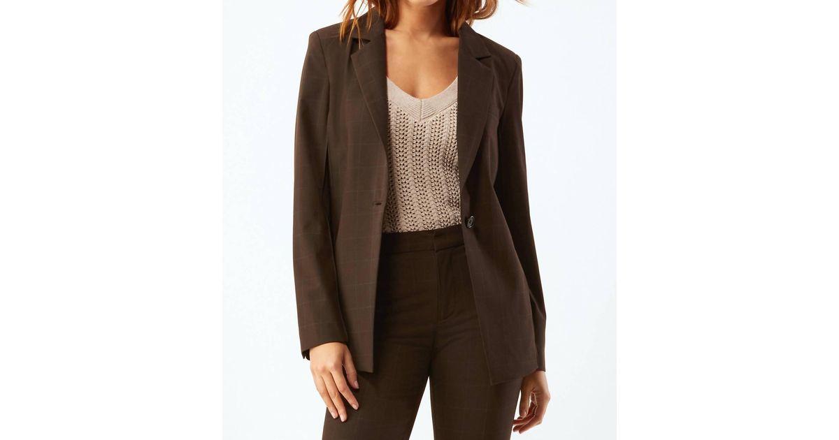 ecru Slim Blazer With Raised Seam Detail in Brown | Lyst