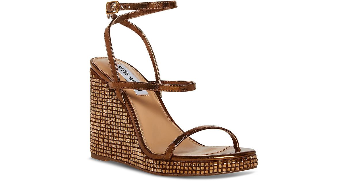 Steve Madden Upside-R Rhinestone Wedge Almond Toe Wedge Heels in Brown ...