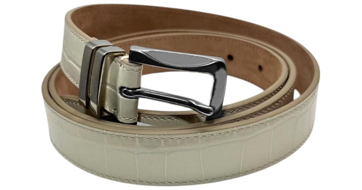 Bally 6305260 Curved Bone Croc Leather Belt in Brown for Men | Lyst