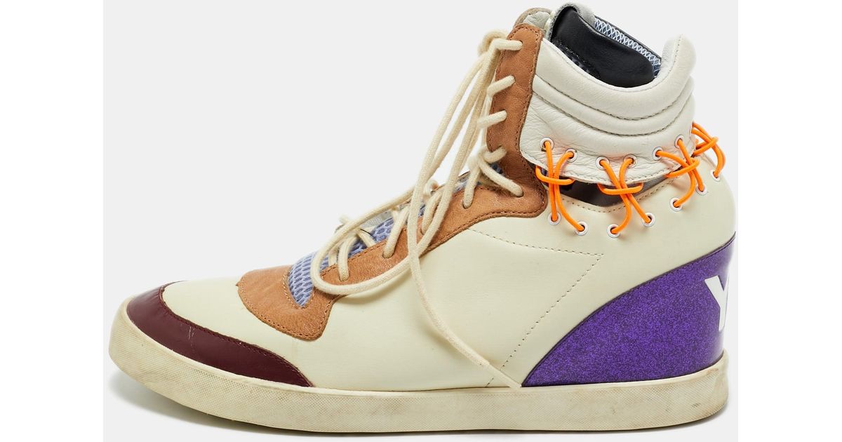 Y-3 Leather And Mesh Spring Summer High Top Sneakers | Lyst