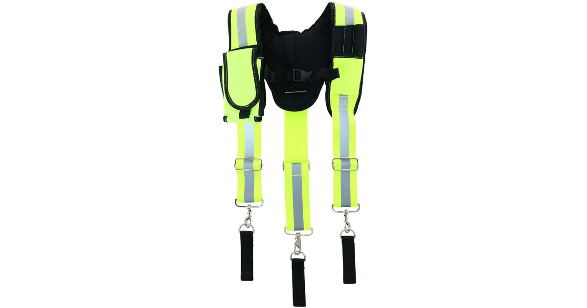 Aisenin Reflective Safety Suspenders With Swivel Hooks & Tool Belt ...