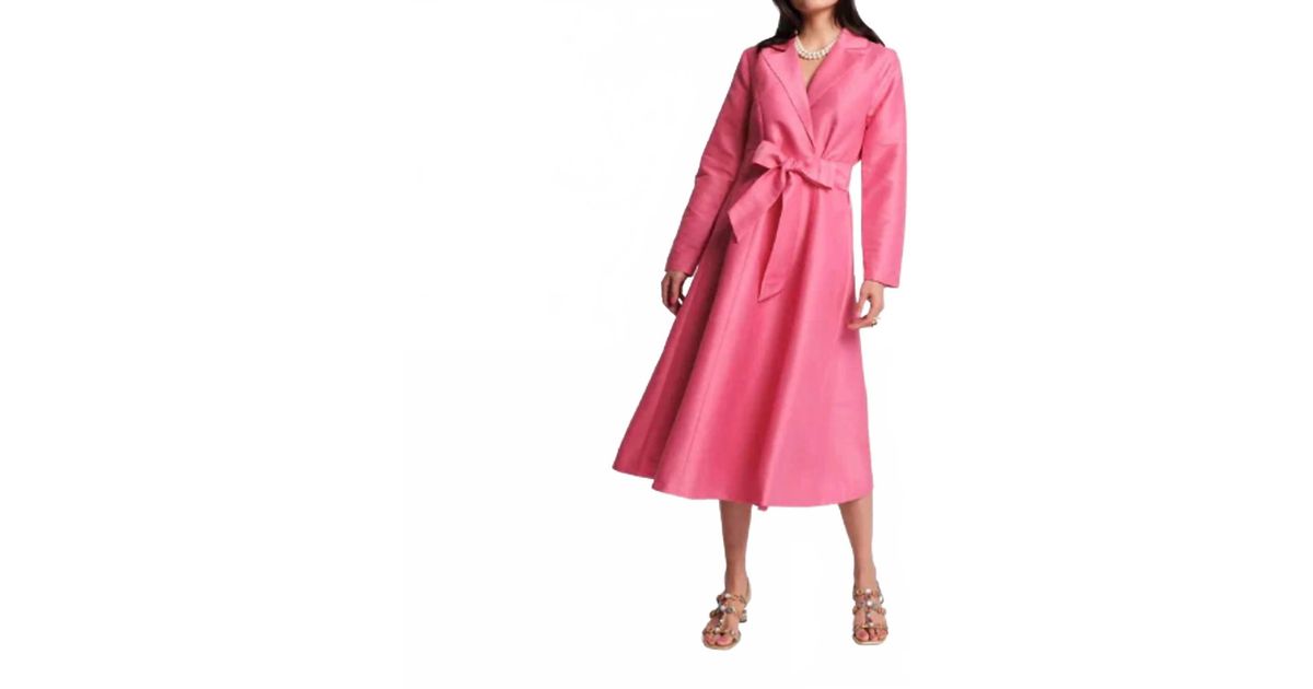 Frances Valentine Lucille Solid Poly Dupion Wrap Dress in Pink | Lyst