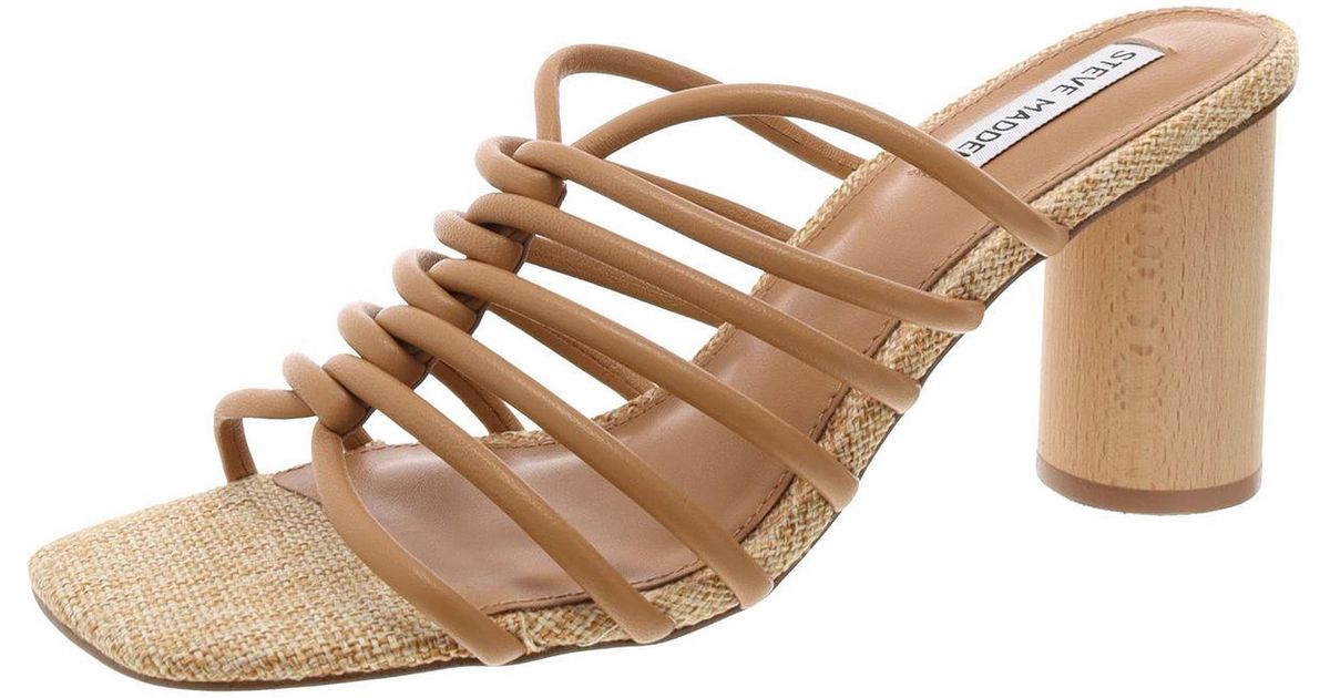 Steve Madden Cortes Slip On Square Toe Strappy Sandals in Brown | Lyst