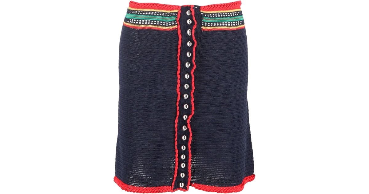 Rabanne Crochet-Knitted Mini Skirt in Blue | Lyst