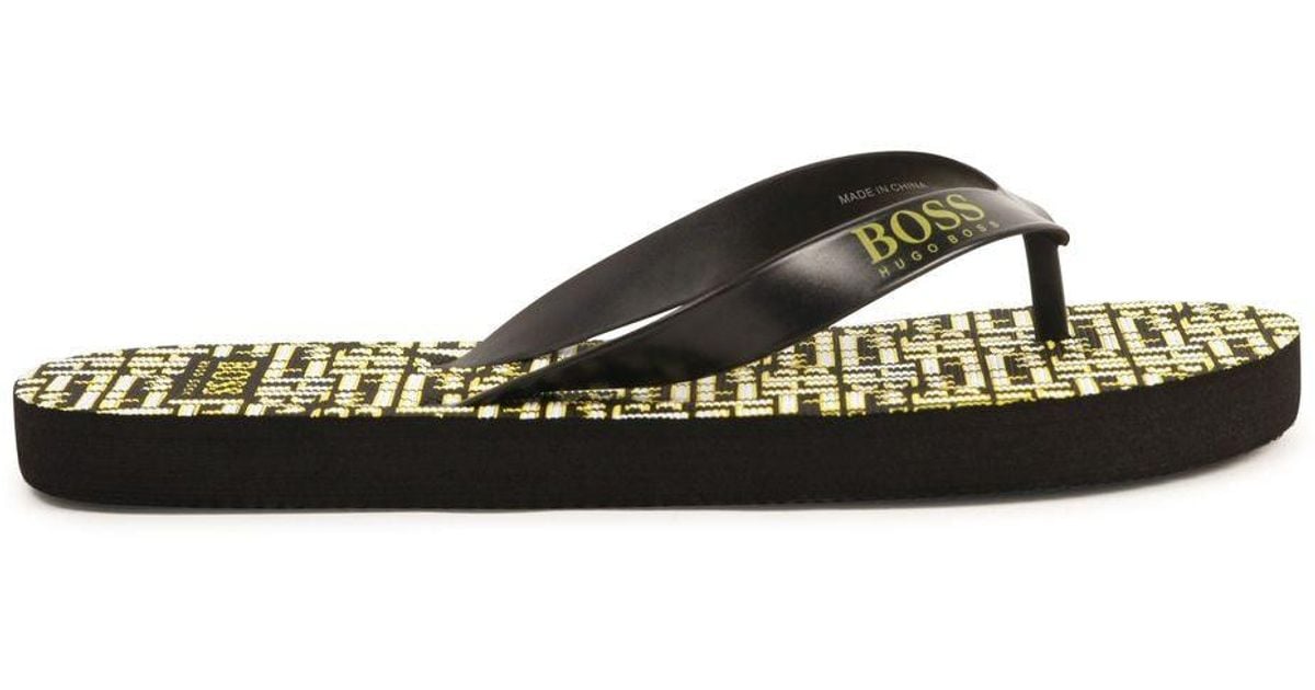 BOSS Logo Flip Flop in Black for Men | Lyst
