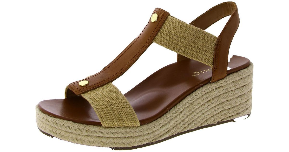 Vionic Calera Leather Slingback Wedge Sandals in Metallic | Lyst