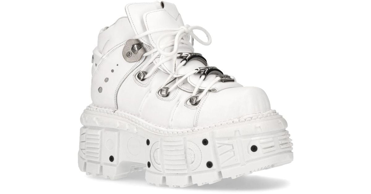 New Rock Leather Gothic Punk Boots- M-Tank106-C1 in White | Lyst
