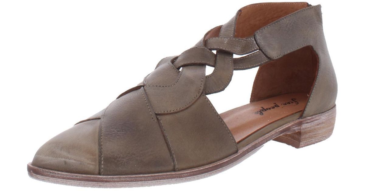 Free People Wanderlust Leather Pointed Toe Flat Sandals in Brown | Lyst