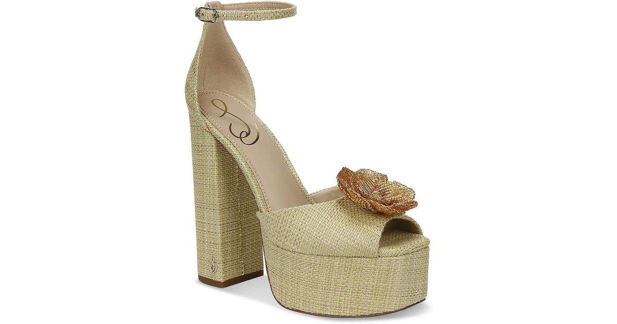 Sam Edelman Kori Flora Woven Ankle Strap Platform Sandals in Metallic ...