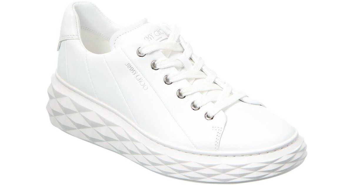 Jimmy Choo Diamond Light Maxi/F Leather Sneaker in White | Lyst
