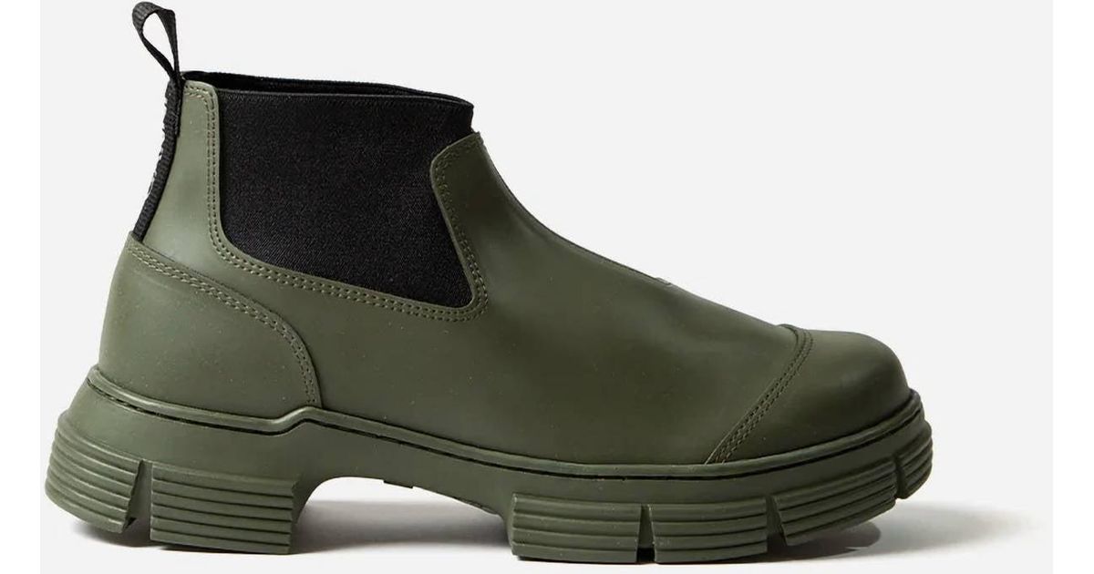 Ganni Recycled Rubber Crop City Boot in Green | Lyst