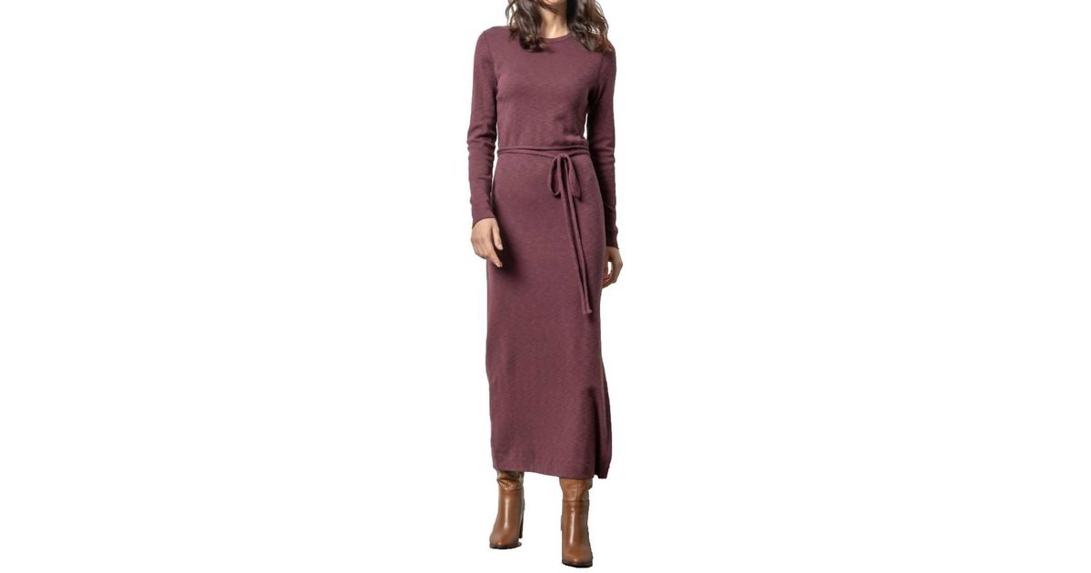 Lilla P Belted Maxi Column Dress in Purple | Lyst