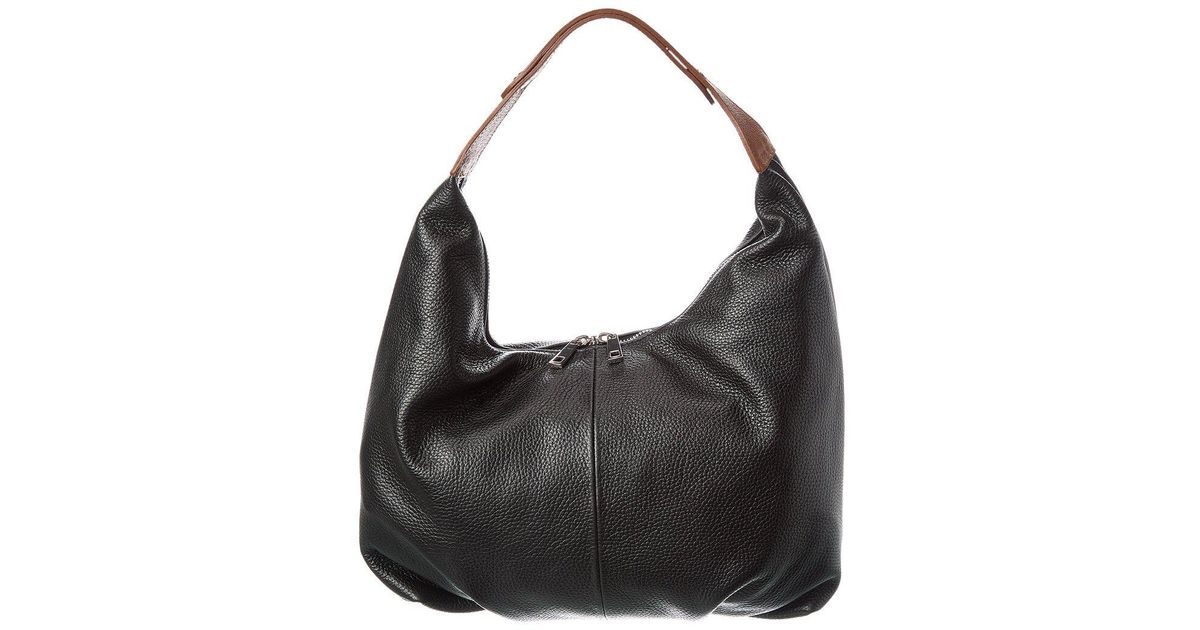 Italian Leather Top Handles Bag in Black | Lyst