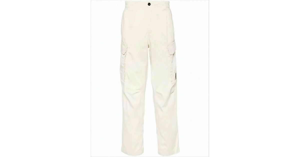 C.P. Company Straight Fit Cargo Pants With Flap Pockets in White for ...
