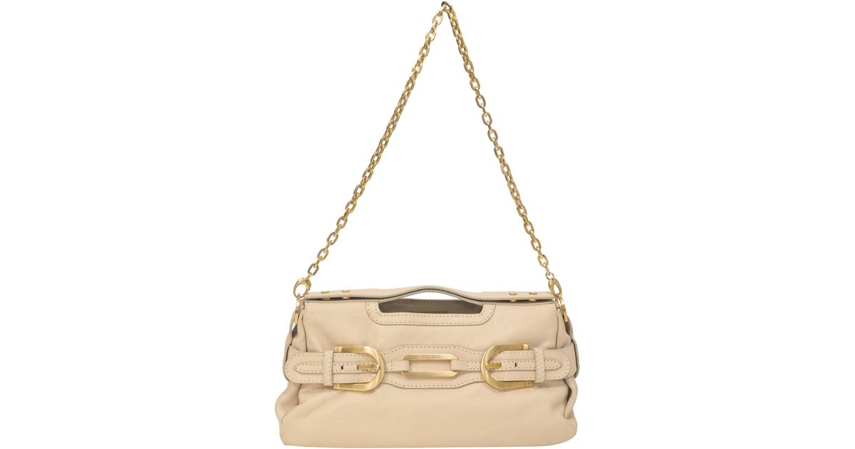 Jimmy Choo Chain Strap Shoulder Bag in Natural | Lyst