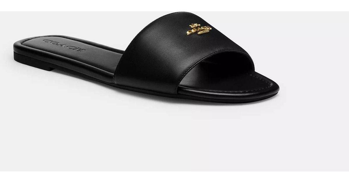 COACH Signature Slide Sandal in Black | Lyst