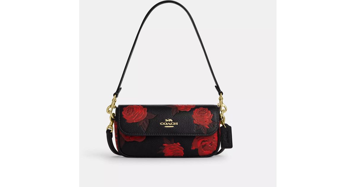 COACH Hailey Flap Bag With Floral Print in Red | Lyst