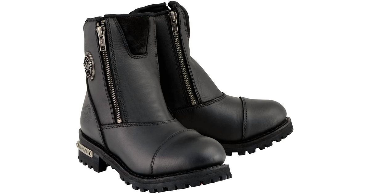 Milwaukee Leather Smooth Double Sided Zipper Entry Boots in Black for ...