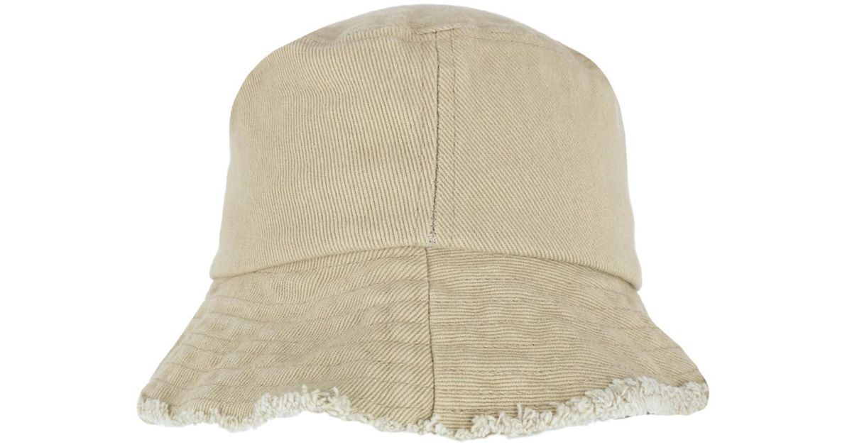 David & Young Distressed Bucket Hat With Frayed Edges in Natural | Lyst