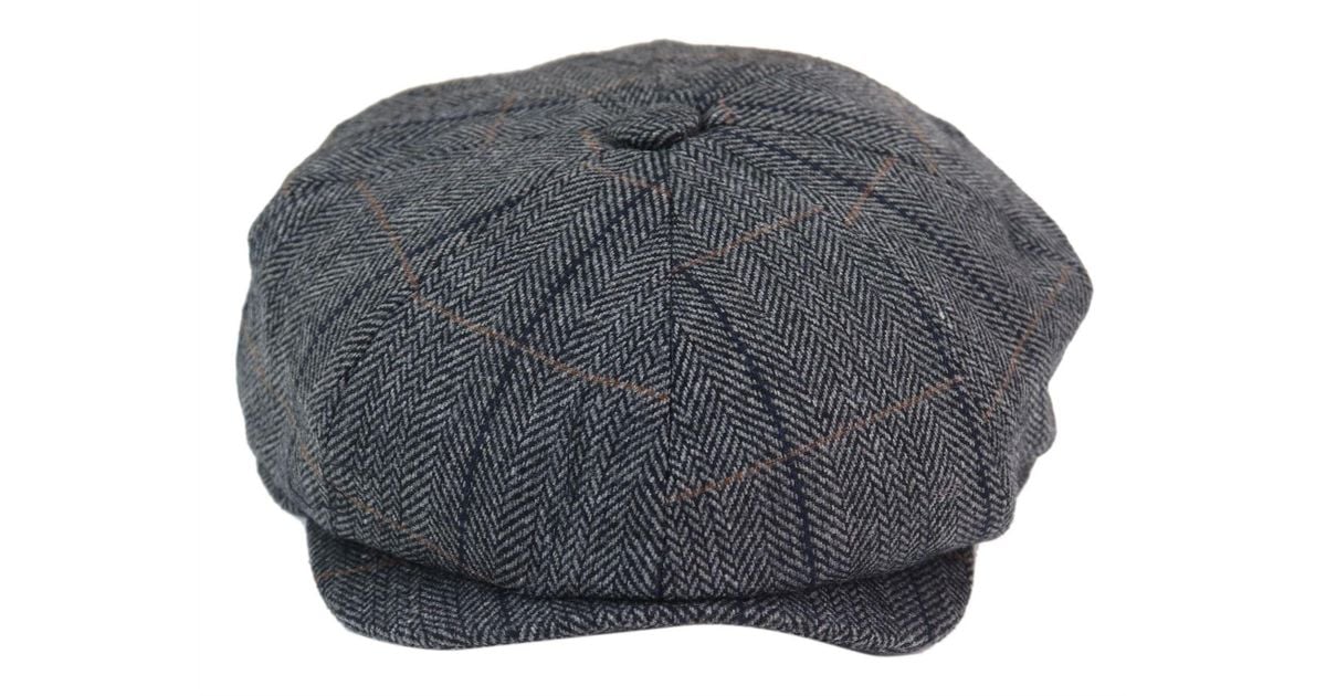 Infinity Leather Peaky Blinders Herringbone Hat in Gray for Men | Lyst
