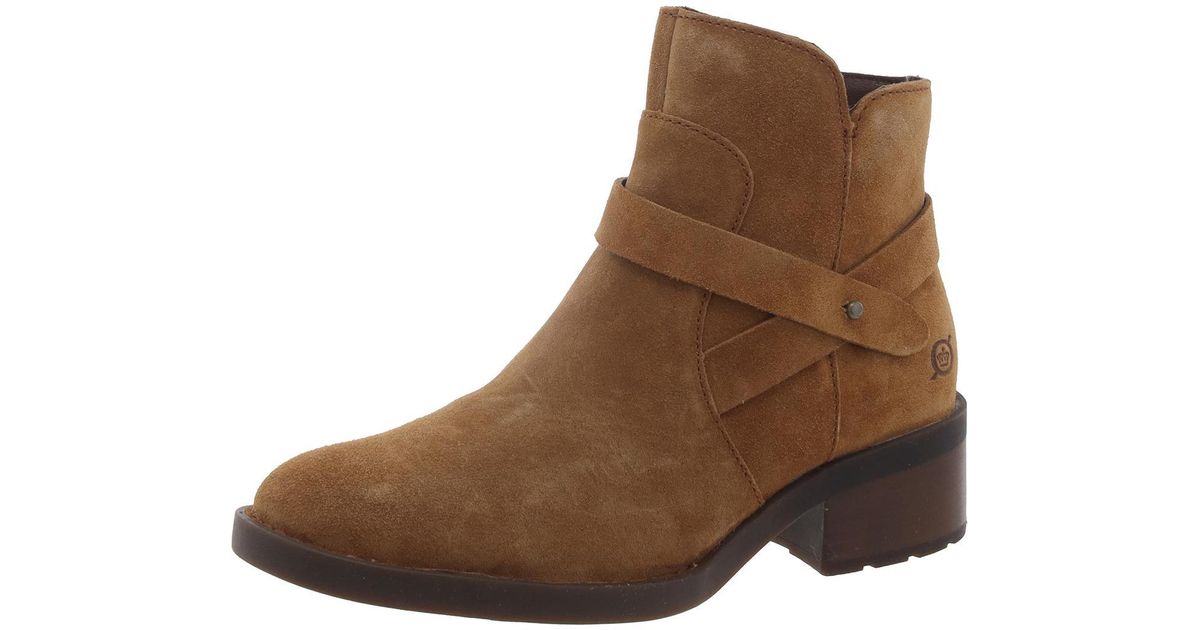 Born Tori Suede Stacked Heel Ankle Boots in Brown | Lyst