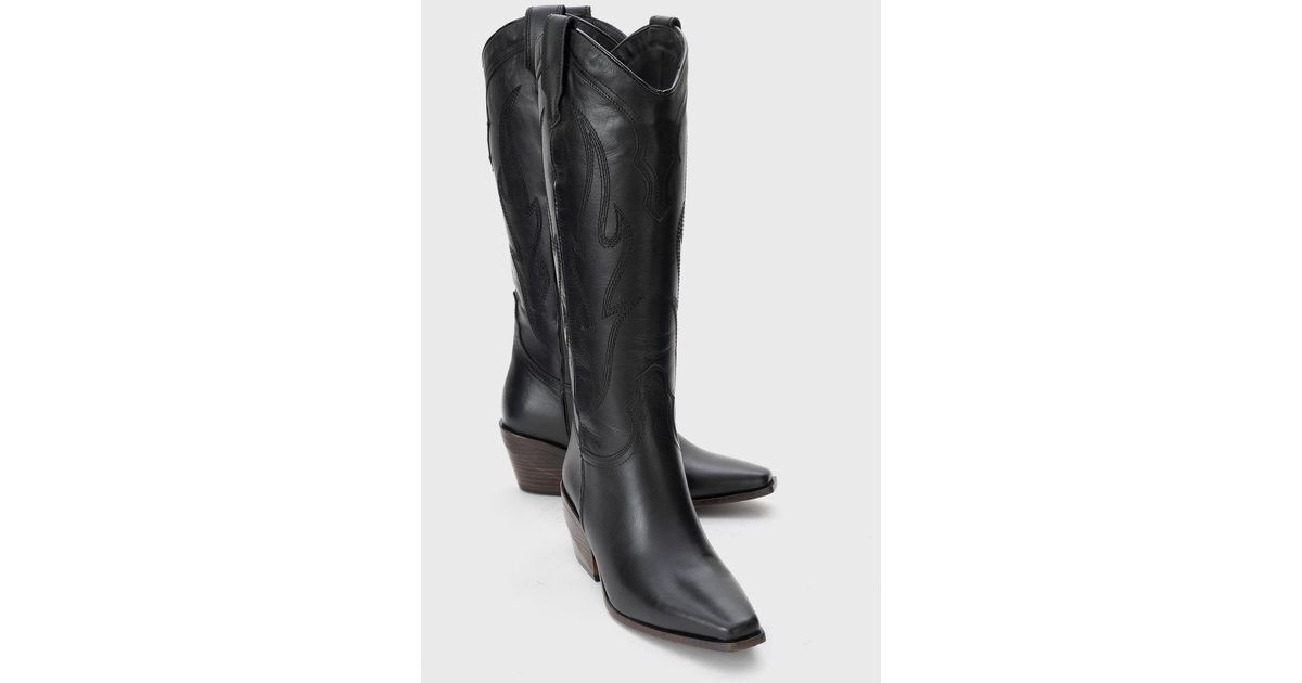 Forever & Always Shoes Pietro Leather Western Knee High Boot in Black ...