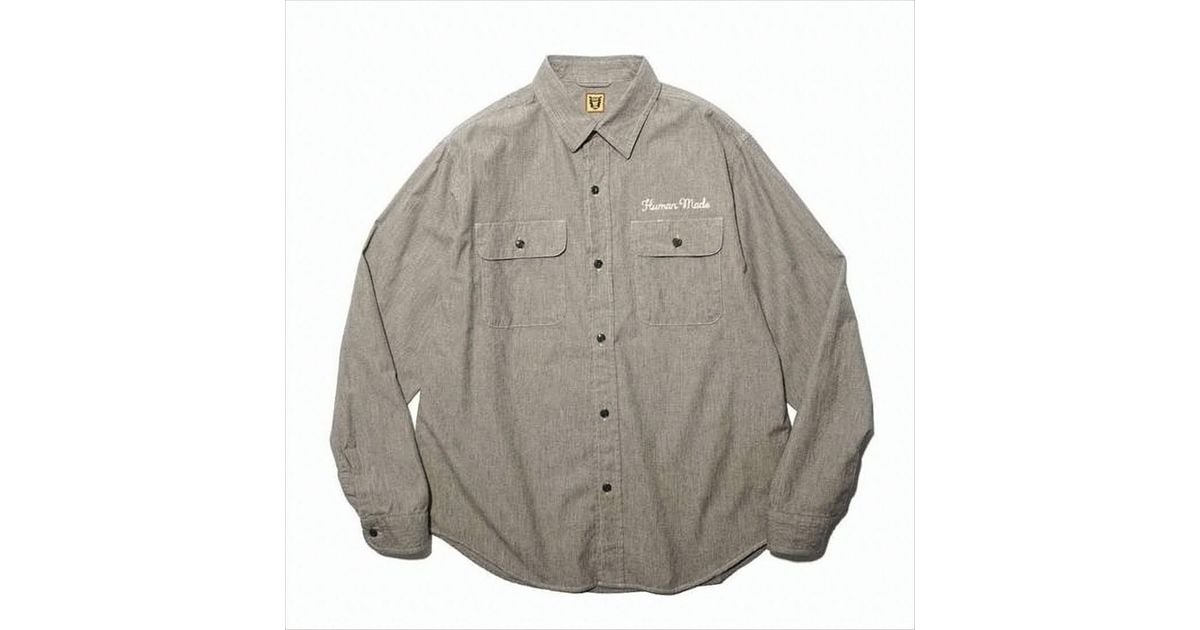 Human Made Relaxed Fit Long-Sleeve Shirt With Classic Collar And Slogan ...