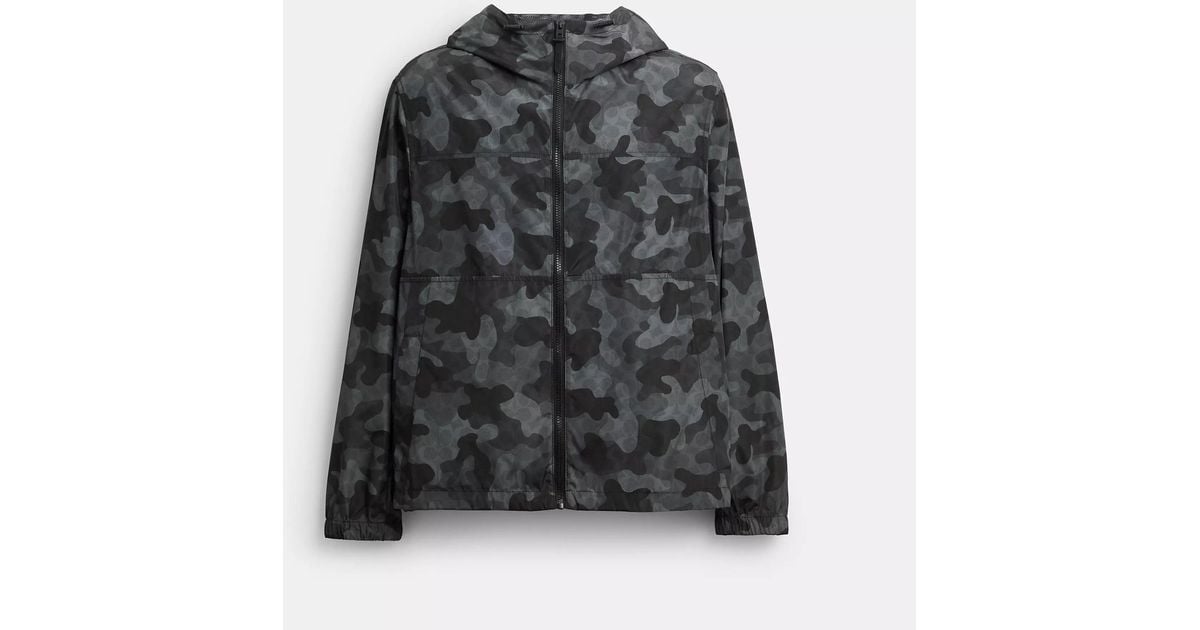 COACH Camo Signature Windbreaker in Black for Men | Lyst