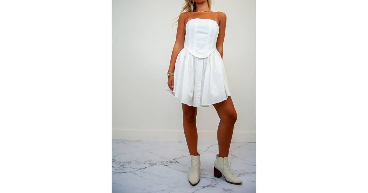 BABY PINK Strapless Babydoll Corset Dress in White | Lyst