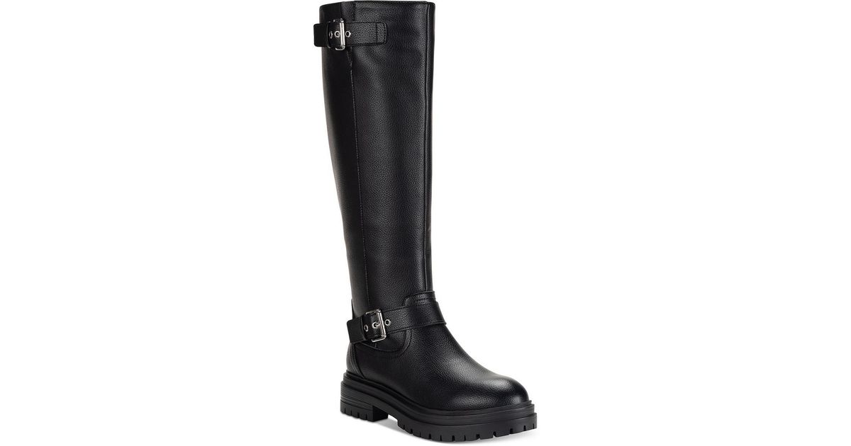 Sun & Stone Omega Buckle Made Knee-High Boots in Black | Lyst