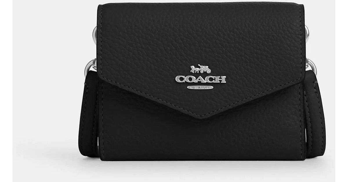 COACH Mini Envelope Wallet With Strap in Black | Lyst