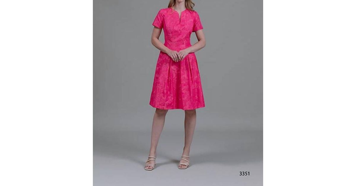 Bigio Collection A Line Seamed Jacquard Dress In Coral in Pink | Lyst