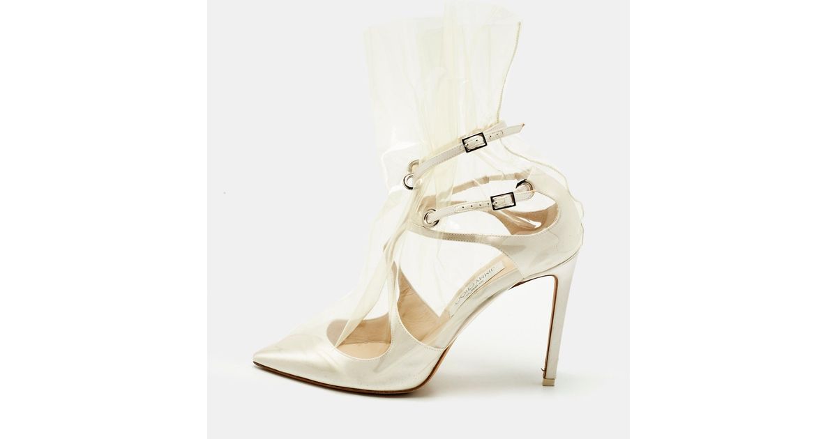 Jimmy Choo X Off Transparent/ Pvc And Satin Claire Pumps in Natural | Lyst