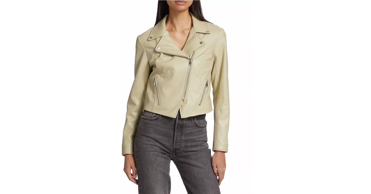 Lamarque Monica Biker Jacket in Natural | Lyst