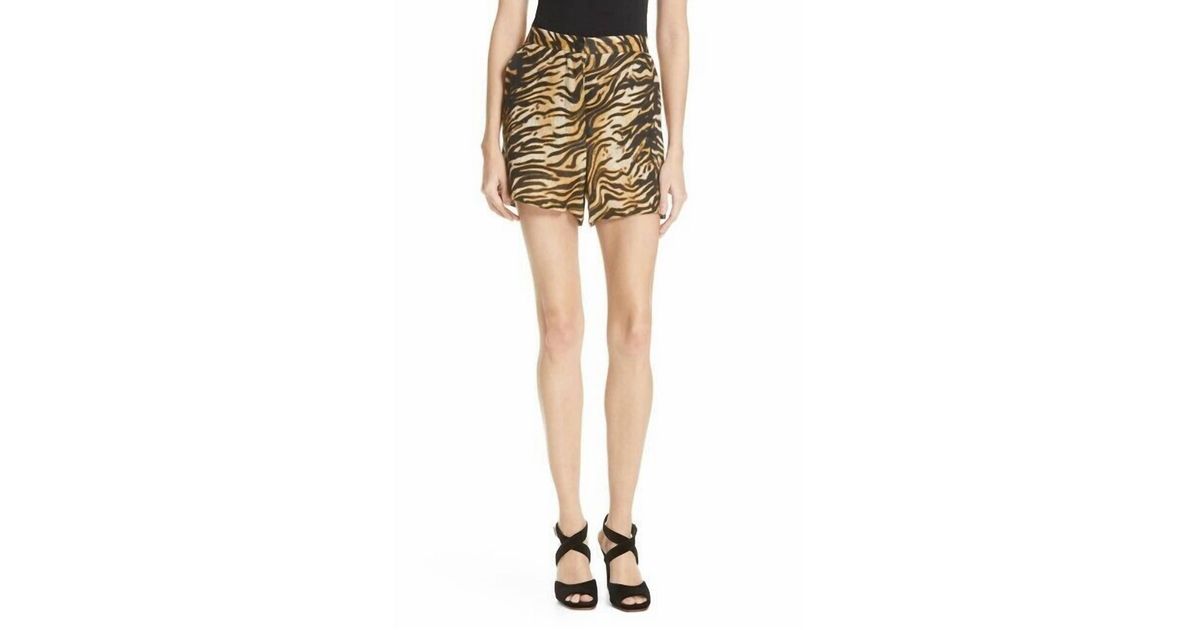 Rachel Comey Sycamore Tiger Print High Rise Linen Shorts in Yellow | Lyst