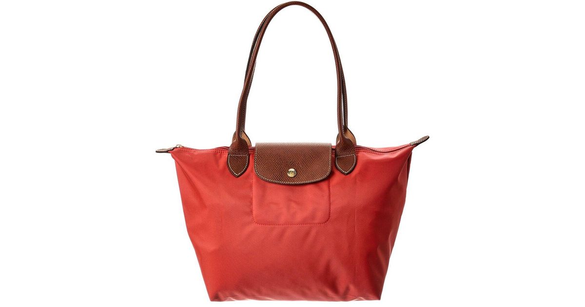 Longchamp Le Pliage Original Medium Canvas Long Handle Tote in Red | Lyst